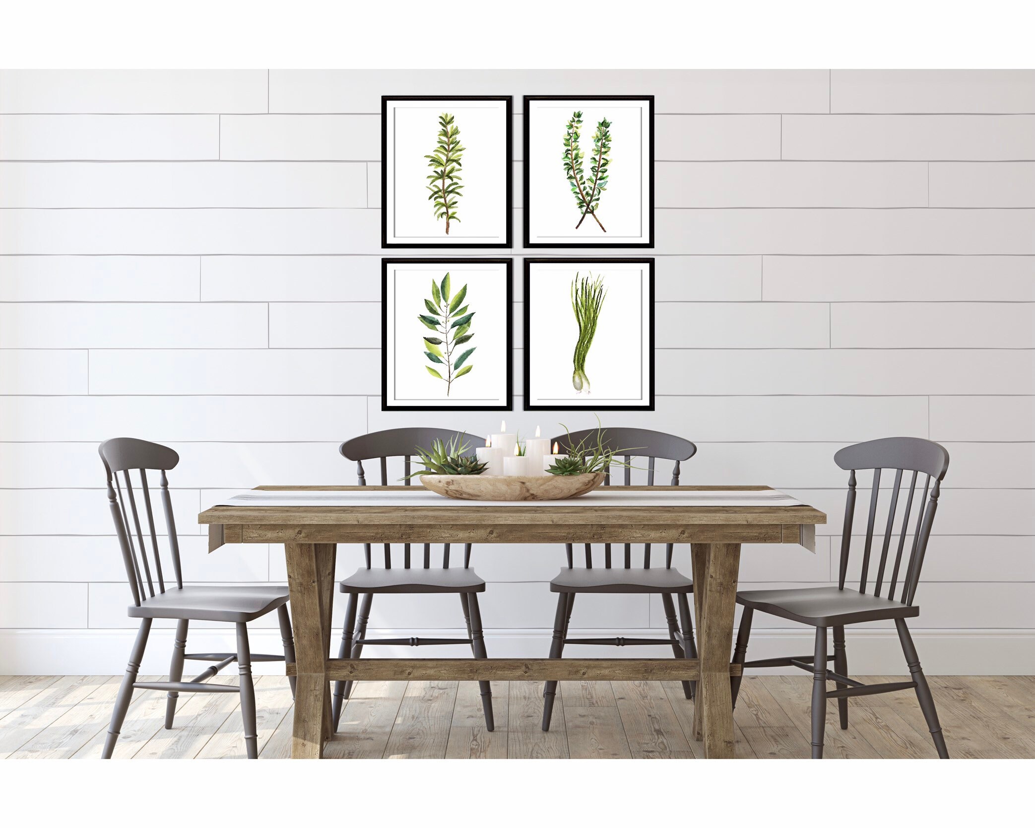 Gallery Wall Set of 4 Botanical Prints Kitchen Art Spice | Etsy