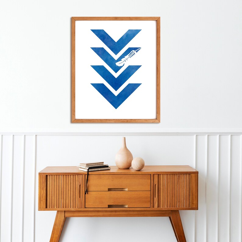 Blue Arrow Western Wall Art Indigo Southwest Style Geometric - Etsy