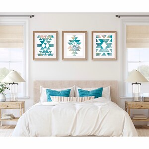 Turquoise Western Decor Set of 3 Prints, Gallery Wall Set, Colorful ...