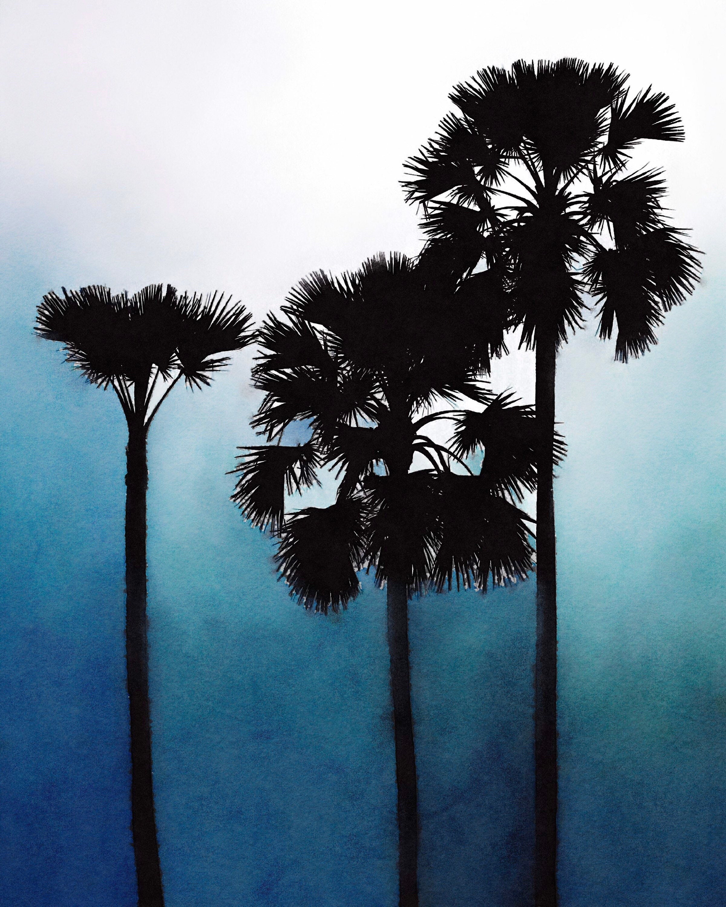 Blue Palm Tree Coastal Aesthetic Room Decor | Etsy