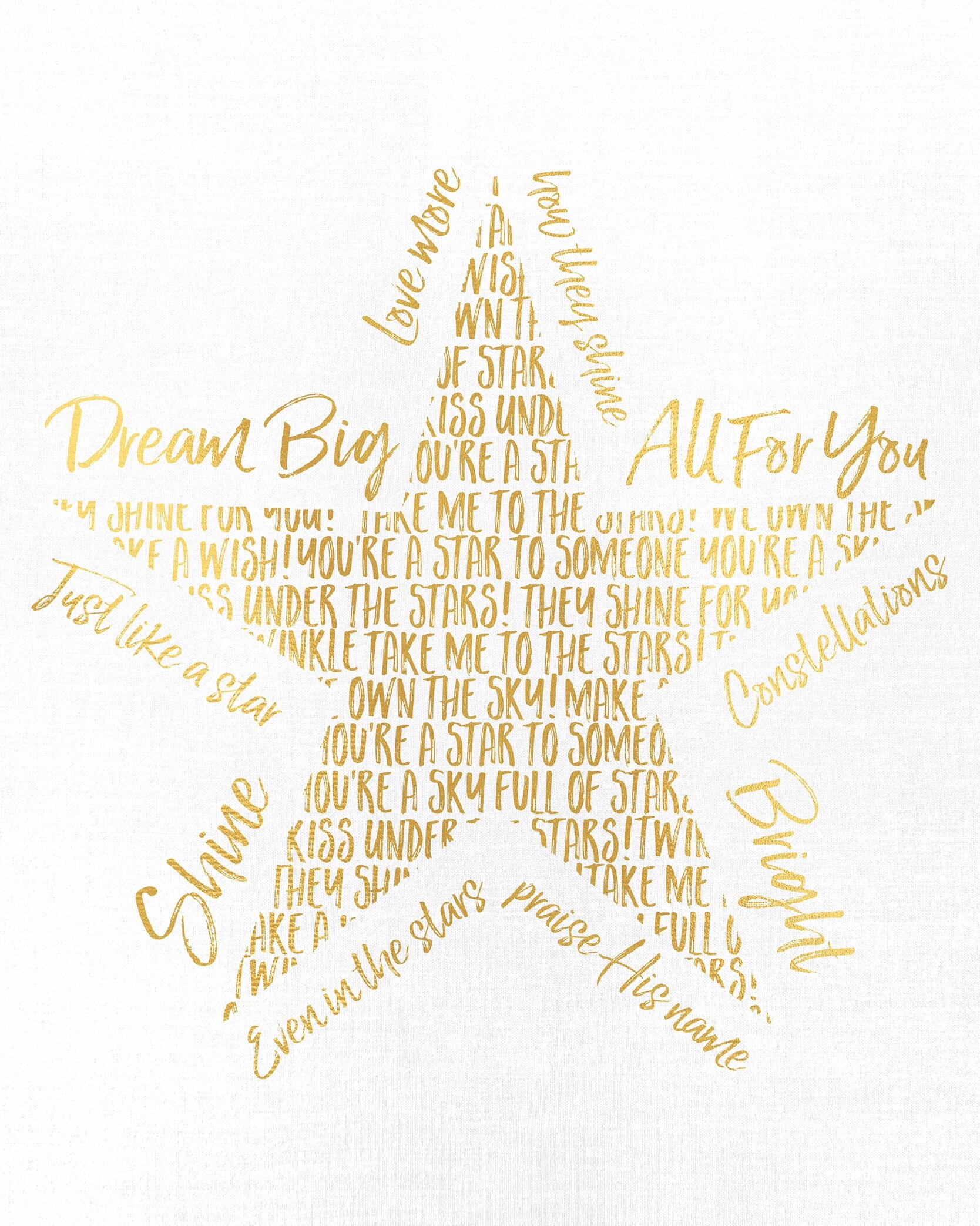 Gold Star Inspirational Quote Print Nursery Wall Art Star - Etsy UK