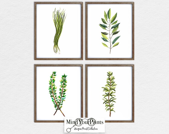 Gallery Wall Set of 4 Botanical Prints Kitchen Art Spice - Etsy
