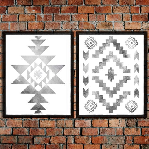Aztec Prints-rustic Wall Art-gallery Wall Art Set of 2 - Etsy