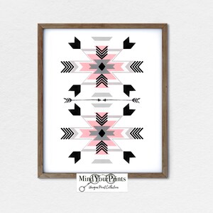 Tribal Print Nursery Decor Pink Wall Art - Etsy