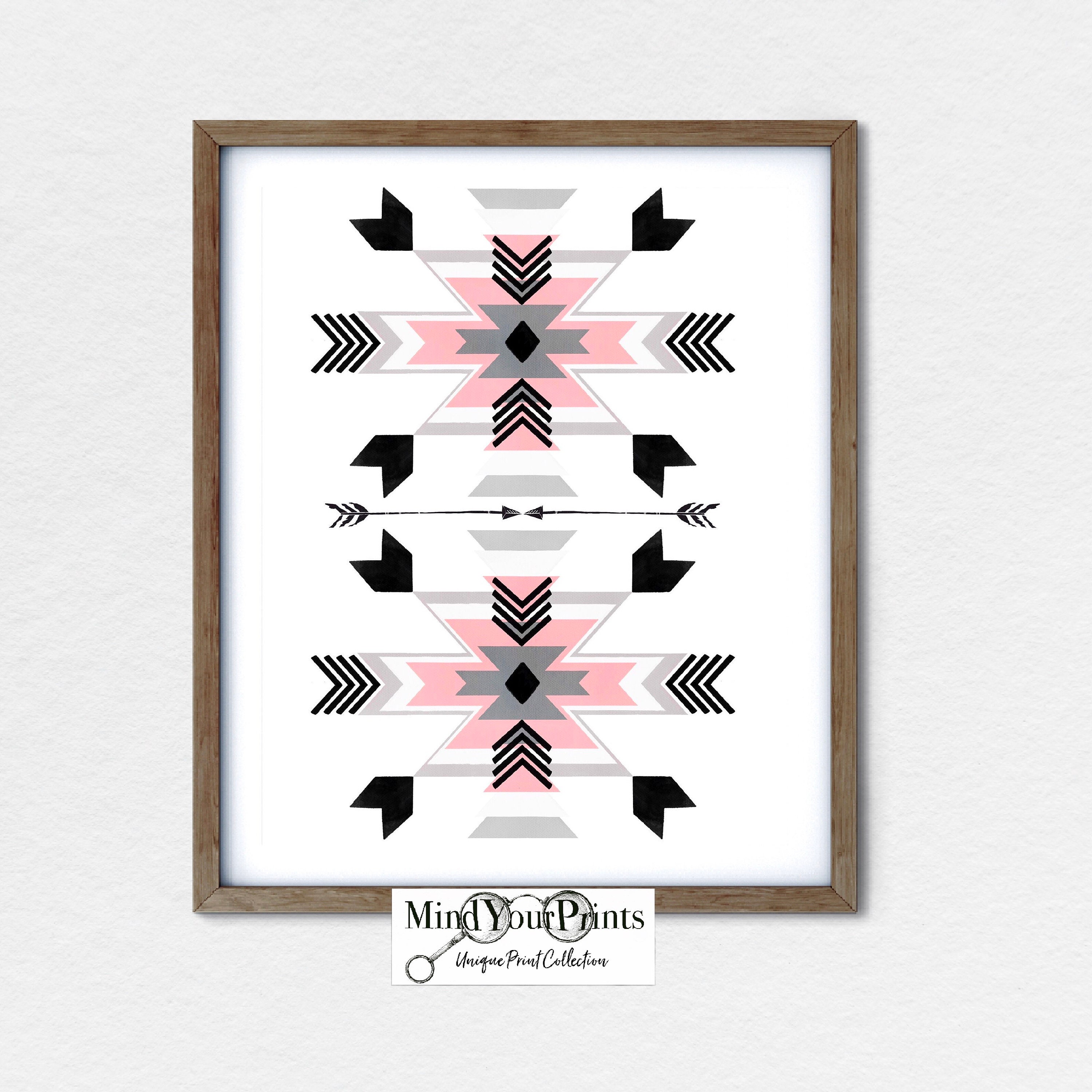 Tribal Print Nursery Decor Pink Wall Art | Etsy