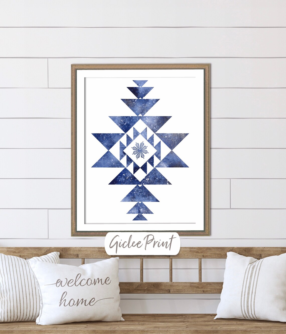 Indigo Aztec Blue Print Tribal Art Print Aztec Art Print | Etsy