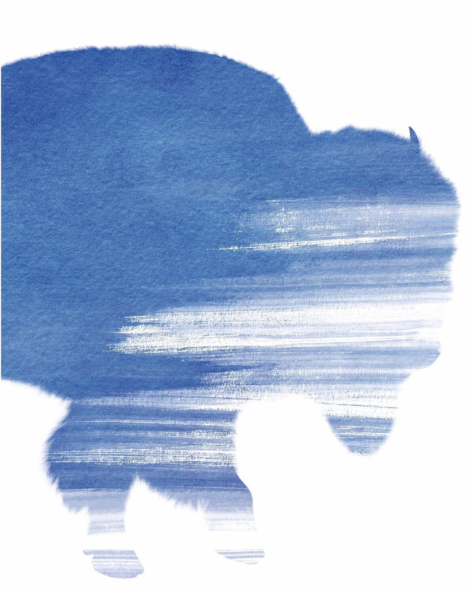 Blue Buffalo Print Modern Abstract Art - Etsy