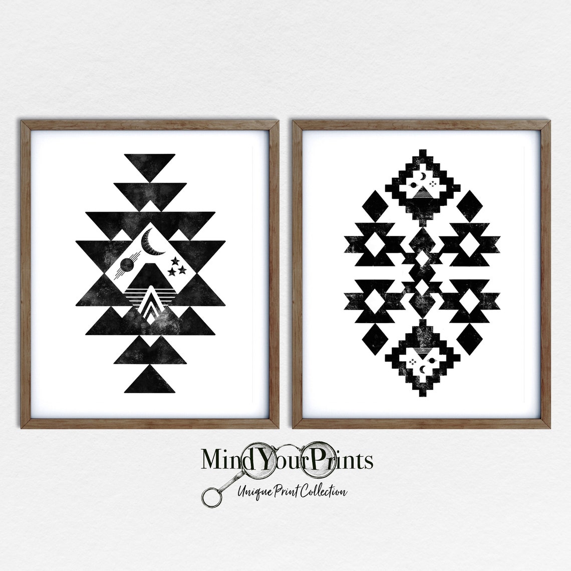 Aztec Prints-mid Century Modern-gallery Wall Art Set of 2 - Etsy