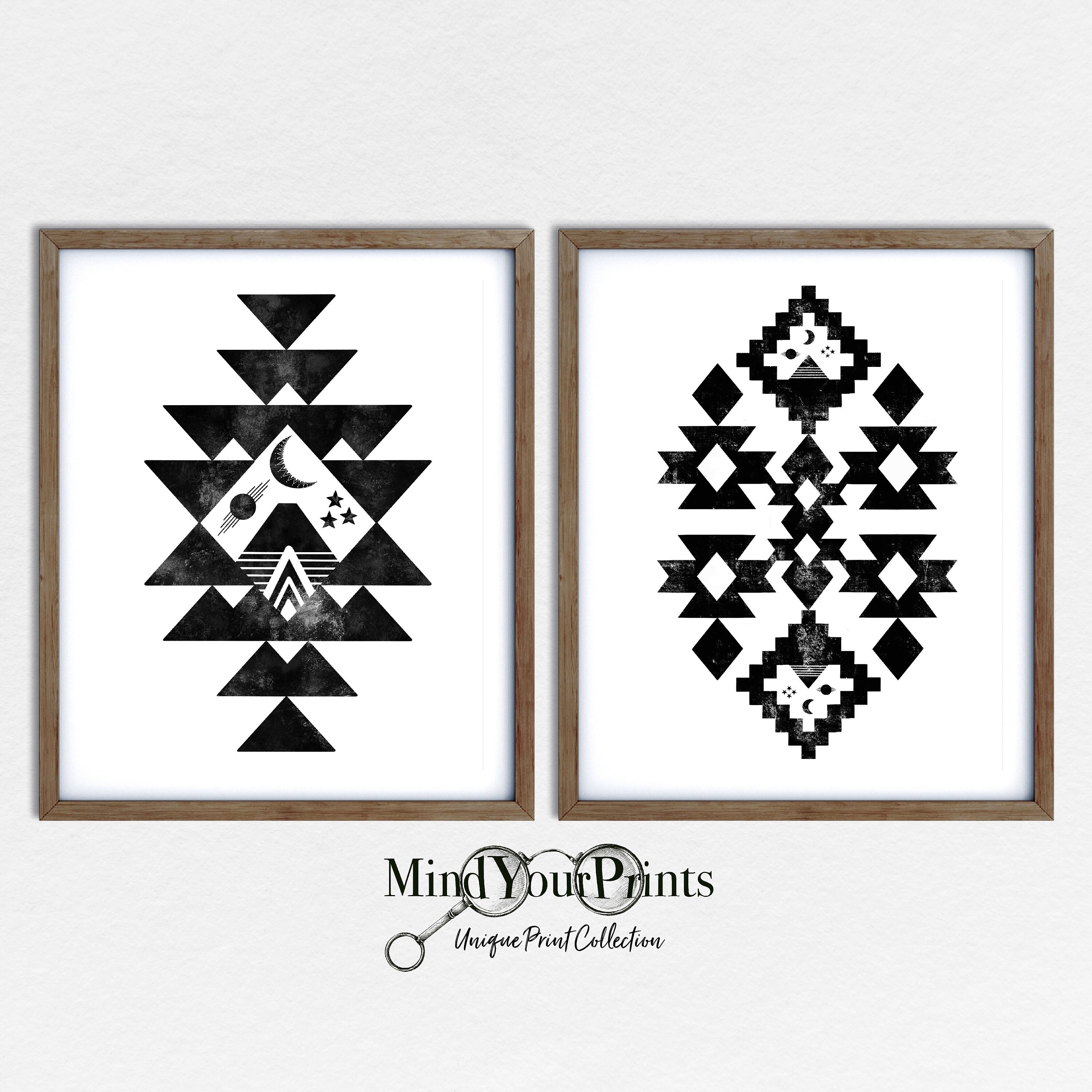 Aztec Prints-mid Century Modern-gallery Wall Art Set of 2 | Etsy