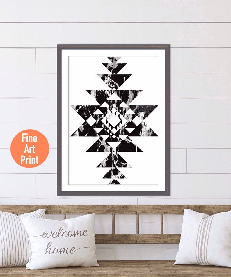 Aztec Western Decor Abstract Wall Art Marble Geometric Print - Etsy