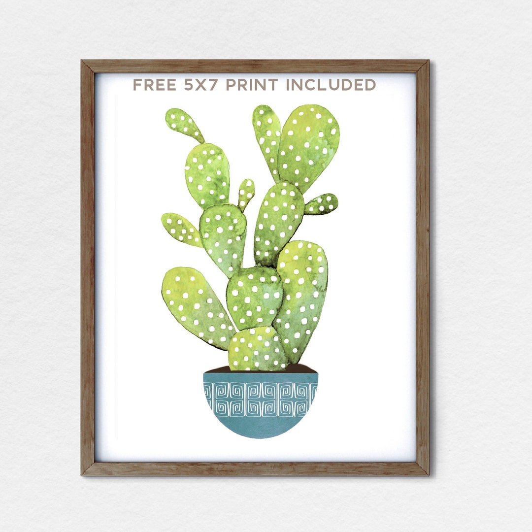 Cactus Succulent Print Watercolor Cacti Illustration in Neutral Colors ...
