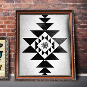 Southwestern Decor Gray and Black Aztec Print Modern Western Print Home ...
