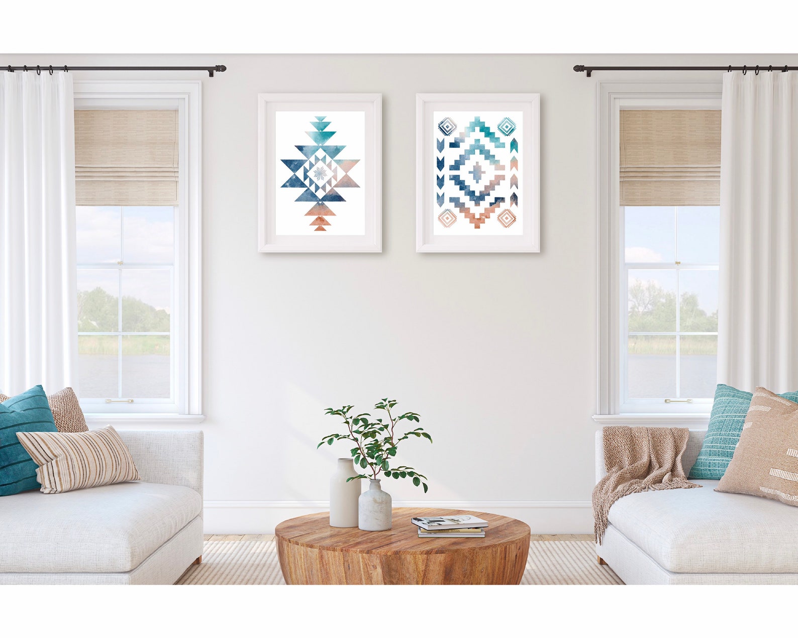 Boho Beach Decor Gallery Wall Set Earth Tone Prints | Etsy