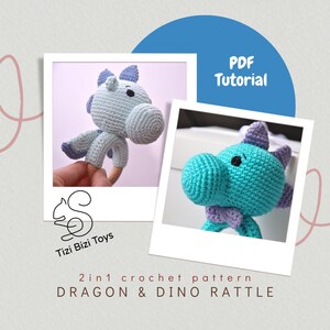 Dragon Baby Rattle Crochet Pattern, Dinosaur Amigurumi Toy, Crochet ...