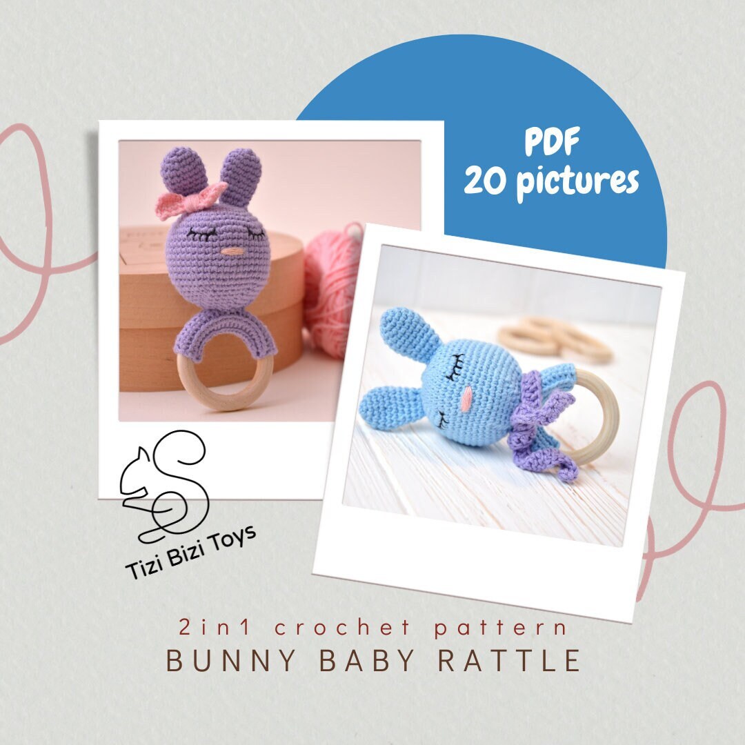 Crochet Pattern Bunny Rattle Baby Toy, Amigurumi Crochet Rabbit Pattern ...