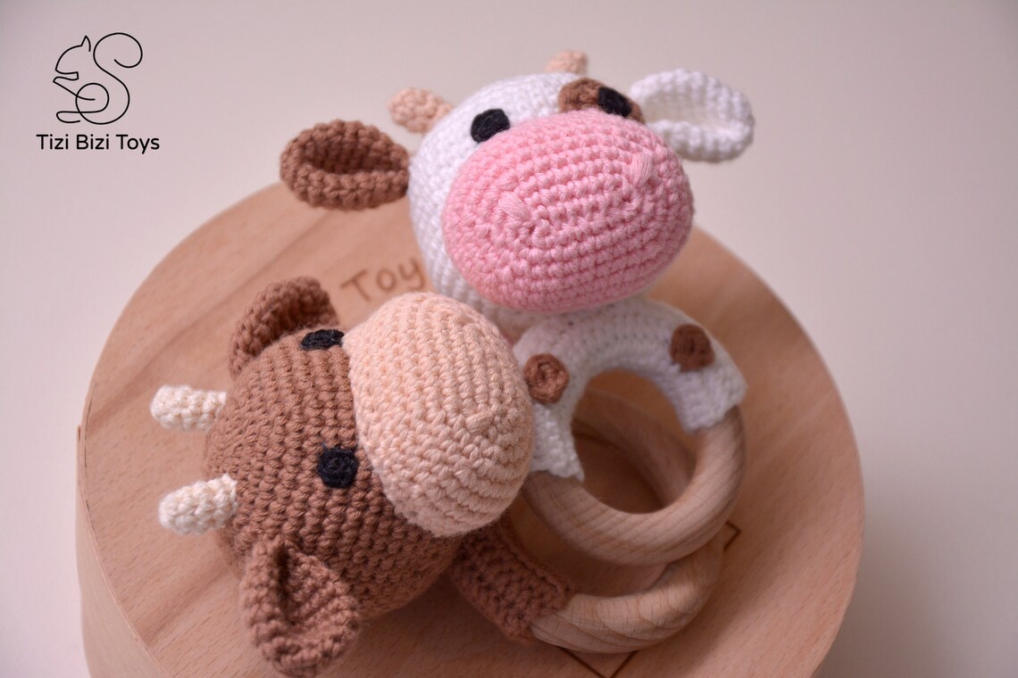 Baby Rattle Crochet Pattern Cow Cute Amigurumi Animal | Etsy