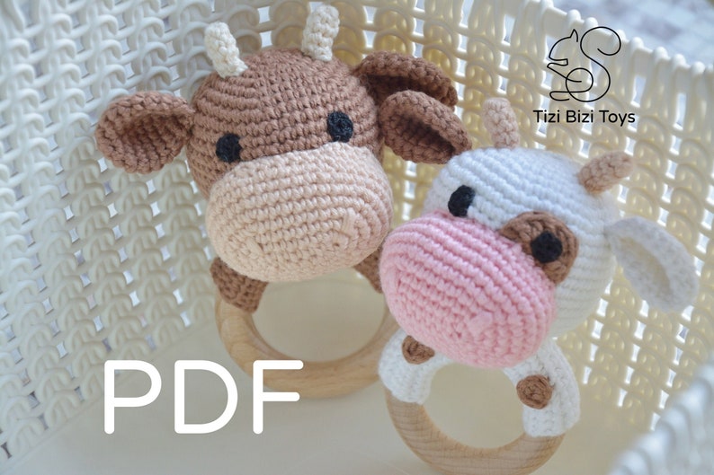 Baby Rattle Crochet Pattern Cow Cute Amigurumi Animal - Etsy