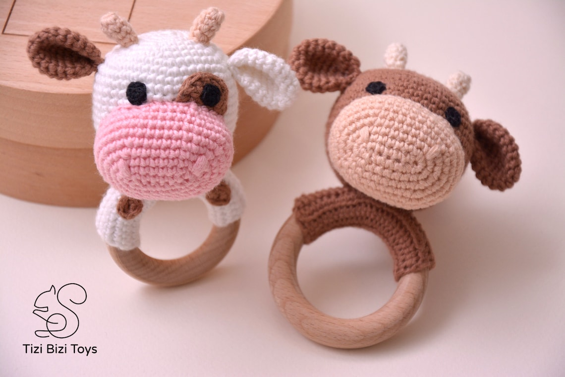 Baby Rattle Crochet Pattern Cow Cute Amigurumi Animal - Etsy