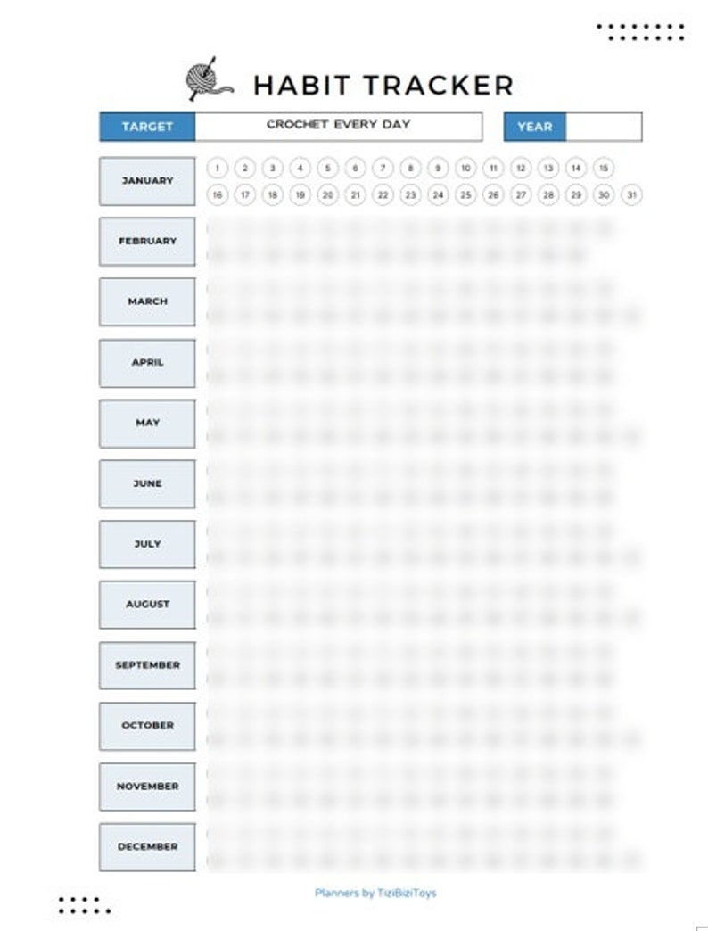 Printable Crochet Habit Tracker PDF, Digital Crochet Planner, Instant ...
