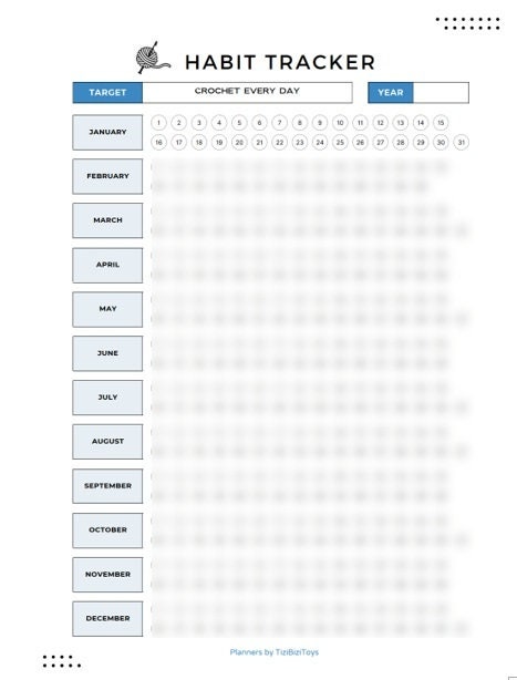 Printable Crochet Habit Tracker PDF, Digital Crochet Planner, Instant ...