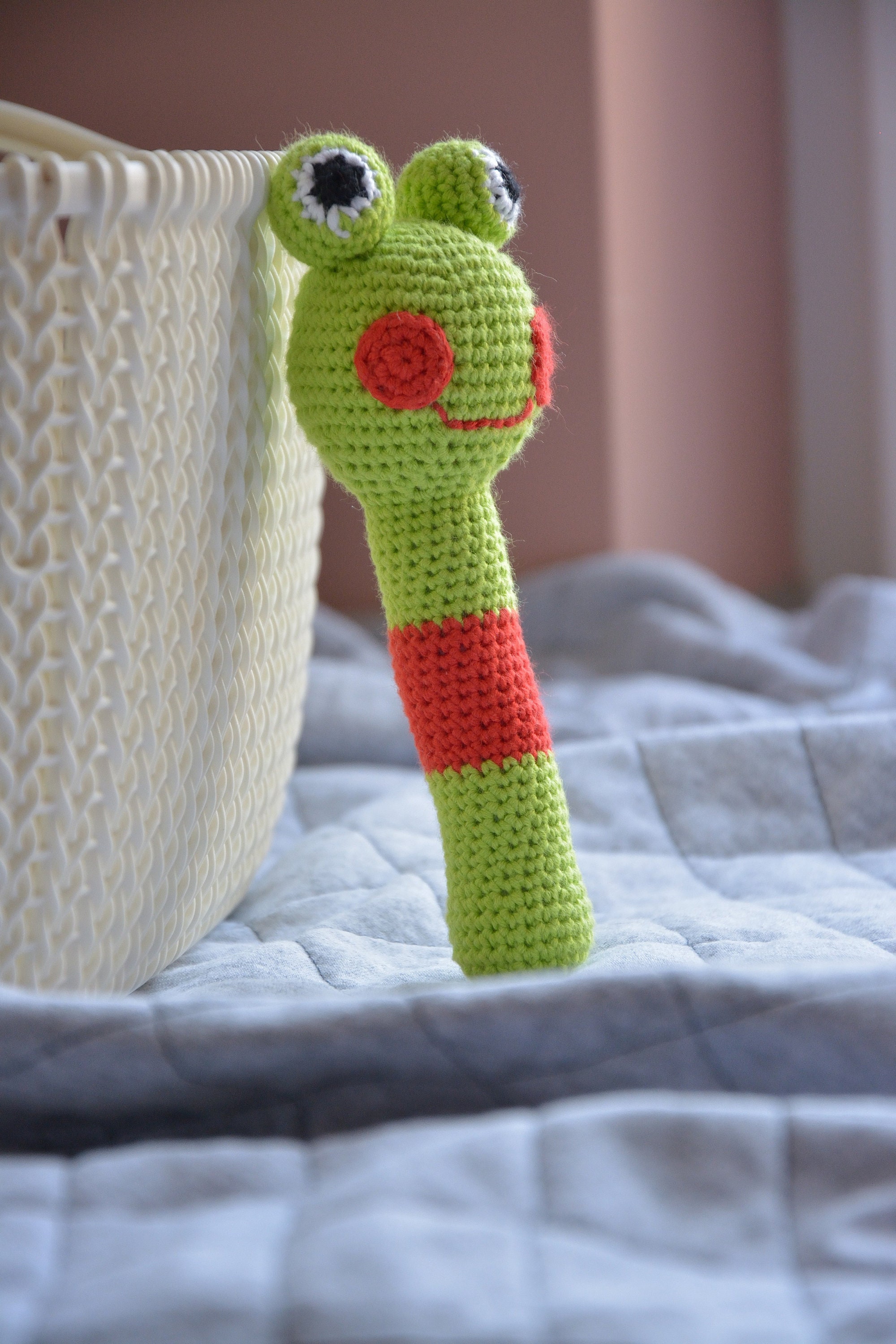 Green frog baby toy Crochet rattle Frog baby teethers Baby | Etsy