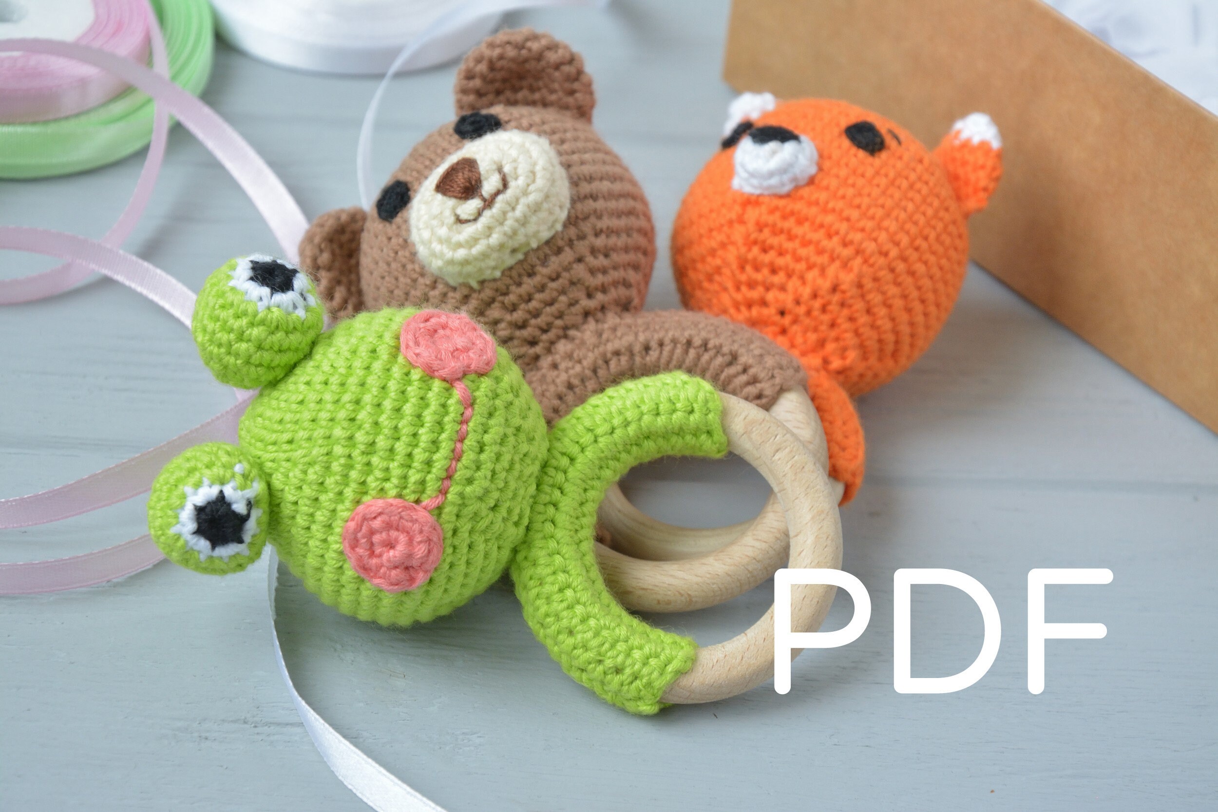 Kits & How To Crochet animal teething ring patterns Woodland animals ...