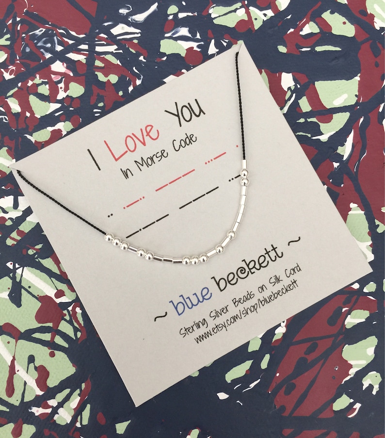 Morse Code Necklace 'I Love You' Sterling Silver | Etsy