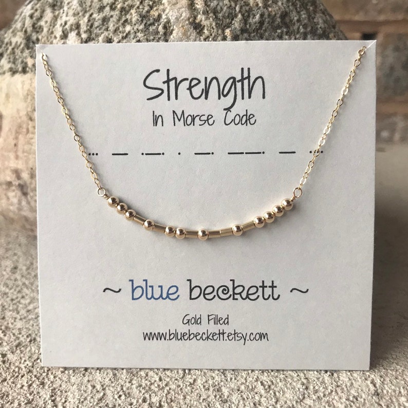 Morse Code 'strength' Necklace Sterling Silver or Gold Filled ...