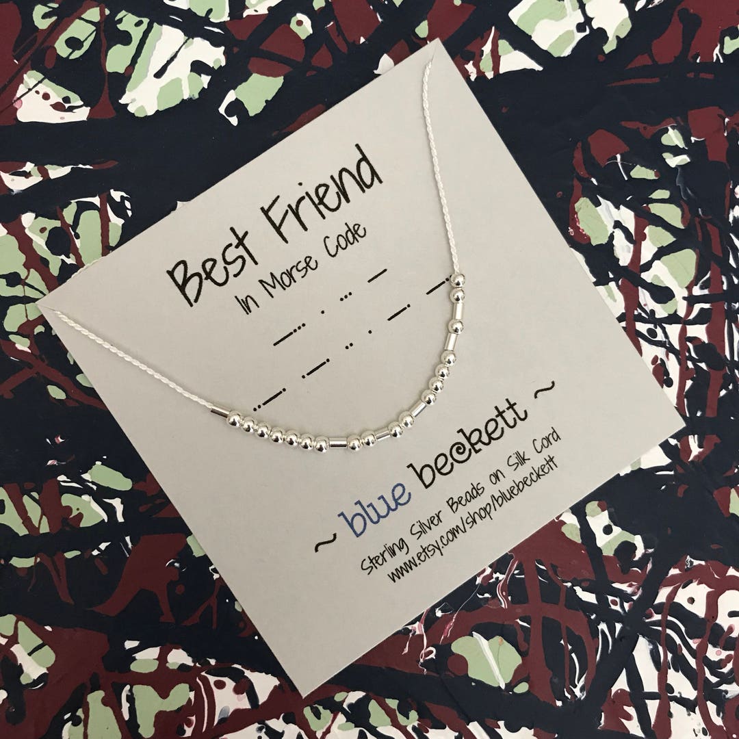 Morse Code 'best Friend' Necklace - Sterling Silver Beads on Silk Cord ...