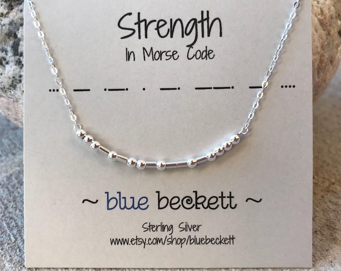Morse Code 'strength' Necklace Sterling Silver or Gold Filled ...