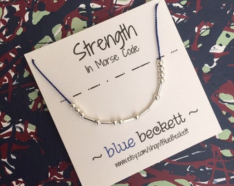 Morse Code 'strength' Necklace Sterling Silver or Gold Filled ...