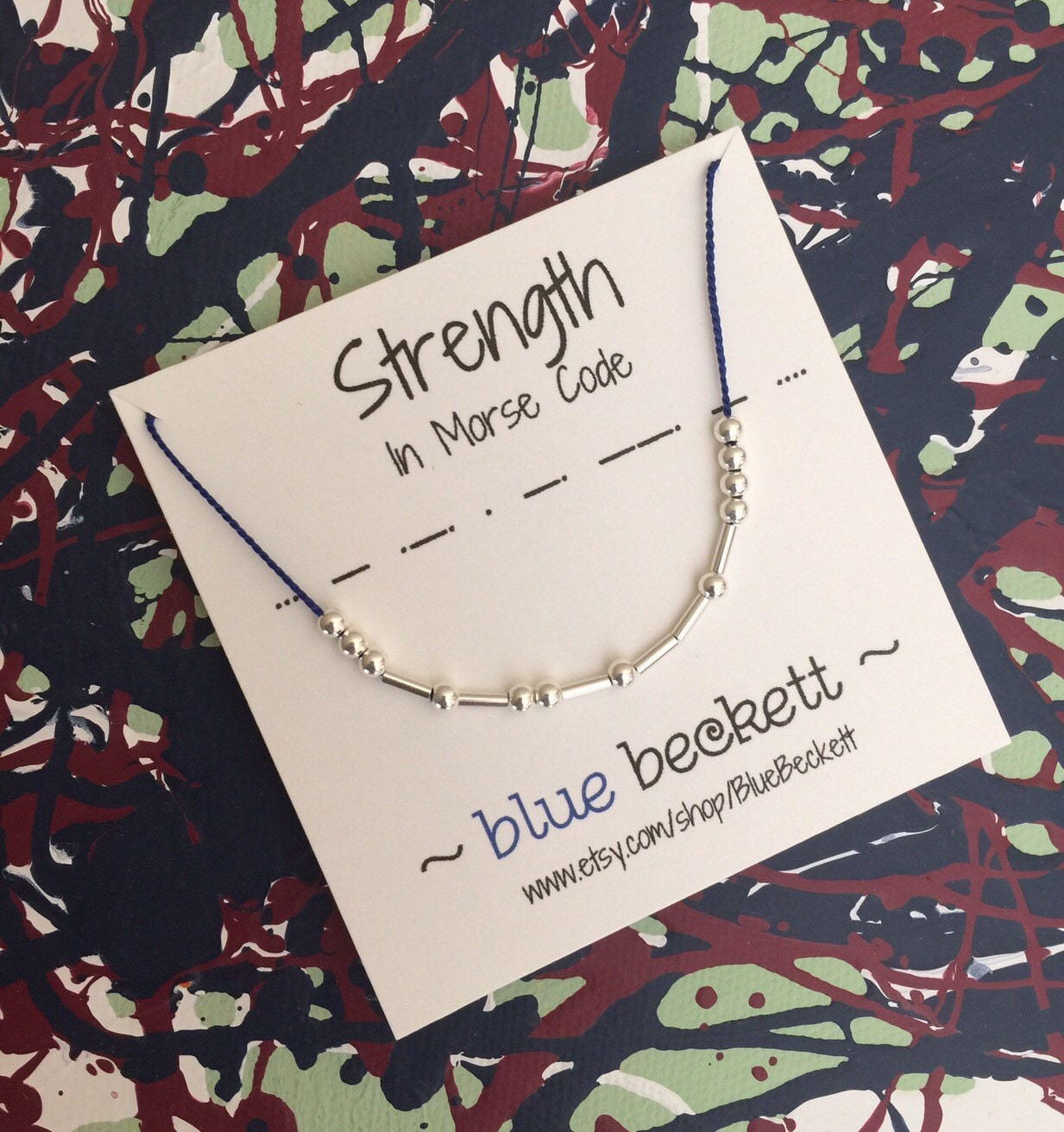 STRENGTH Morse Code Necklace / Silk Cord With Sterling Silver | Etsy