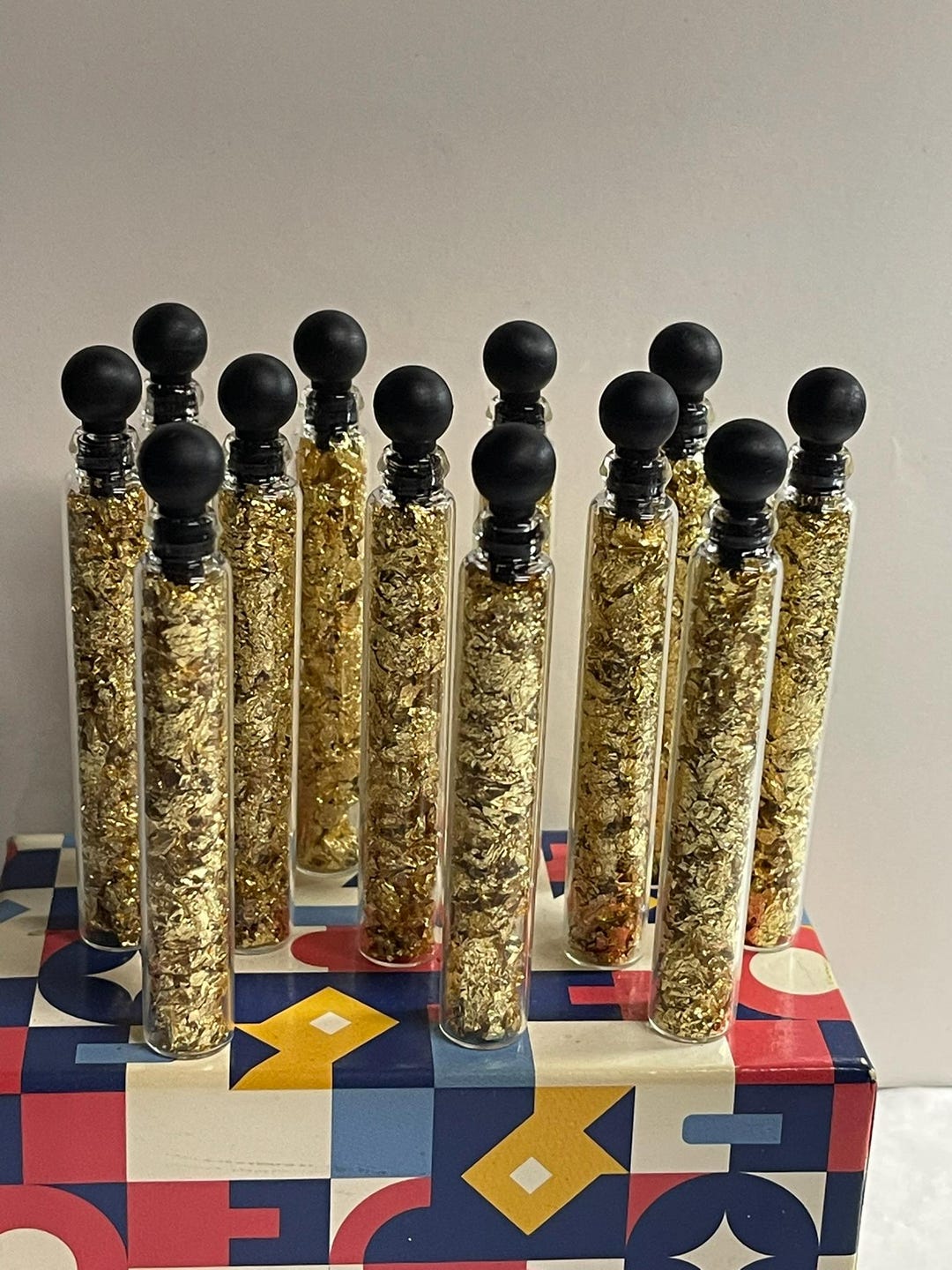 Gold Flakes Glass Vials: Party Decor, 3-inch Tall, Set of 12 - Etsy