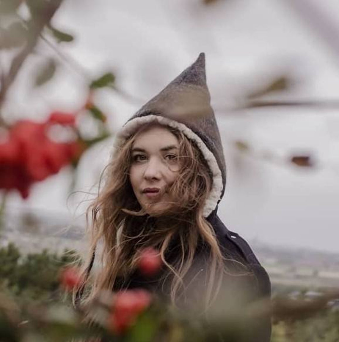 Adult Pixie Hat, Woman Pixie Hat, Purple Wool Hat, Pixie Hat, Witch Hat ...