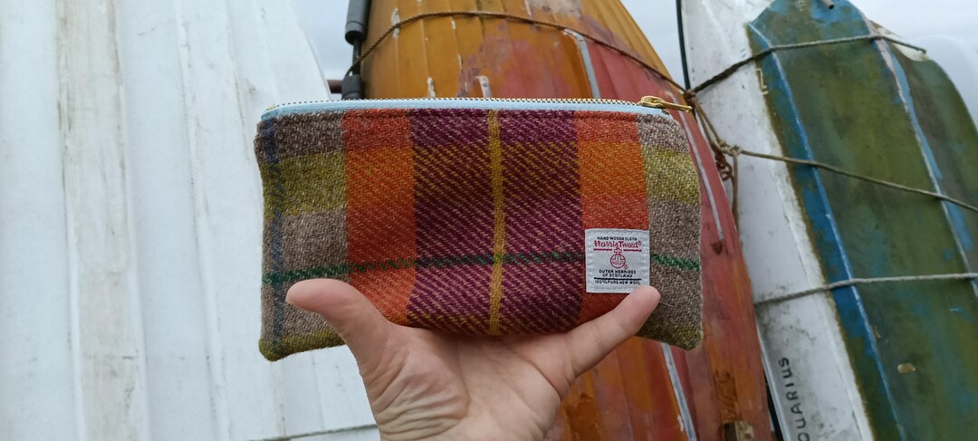 Harris Tweed Makeup Bag Handmade in Scotland, Tweed Pouch Purse, Travel ...