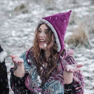 Adult Pixie Hat, Woman Pixie Hat, Purple Wool Hat, Pixie Hat, Witch Hat ...