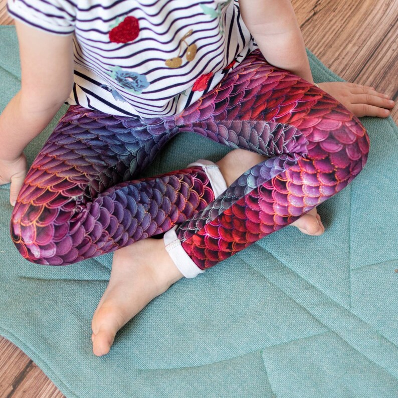 Cotton leggings leggings for kids Dragon scale leggings | Etsy