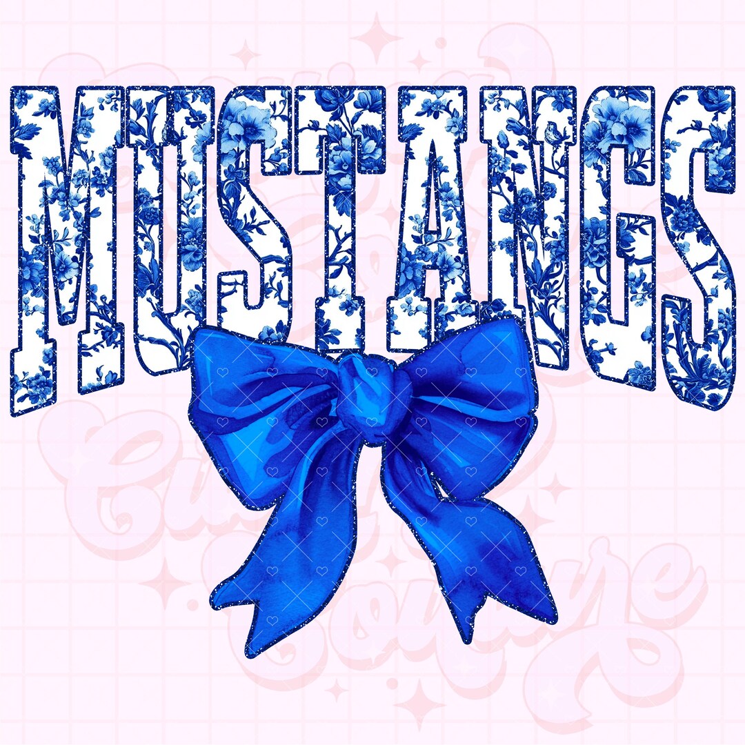 Mustangs Png, Blue Toile Png, Mustangs Sublimation, Game Day Png ...