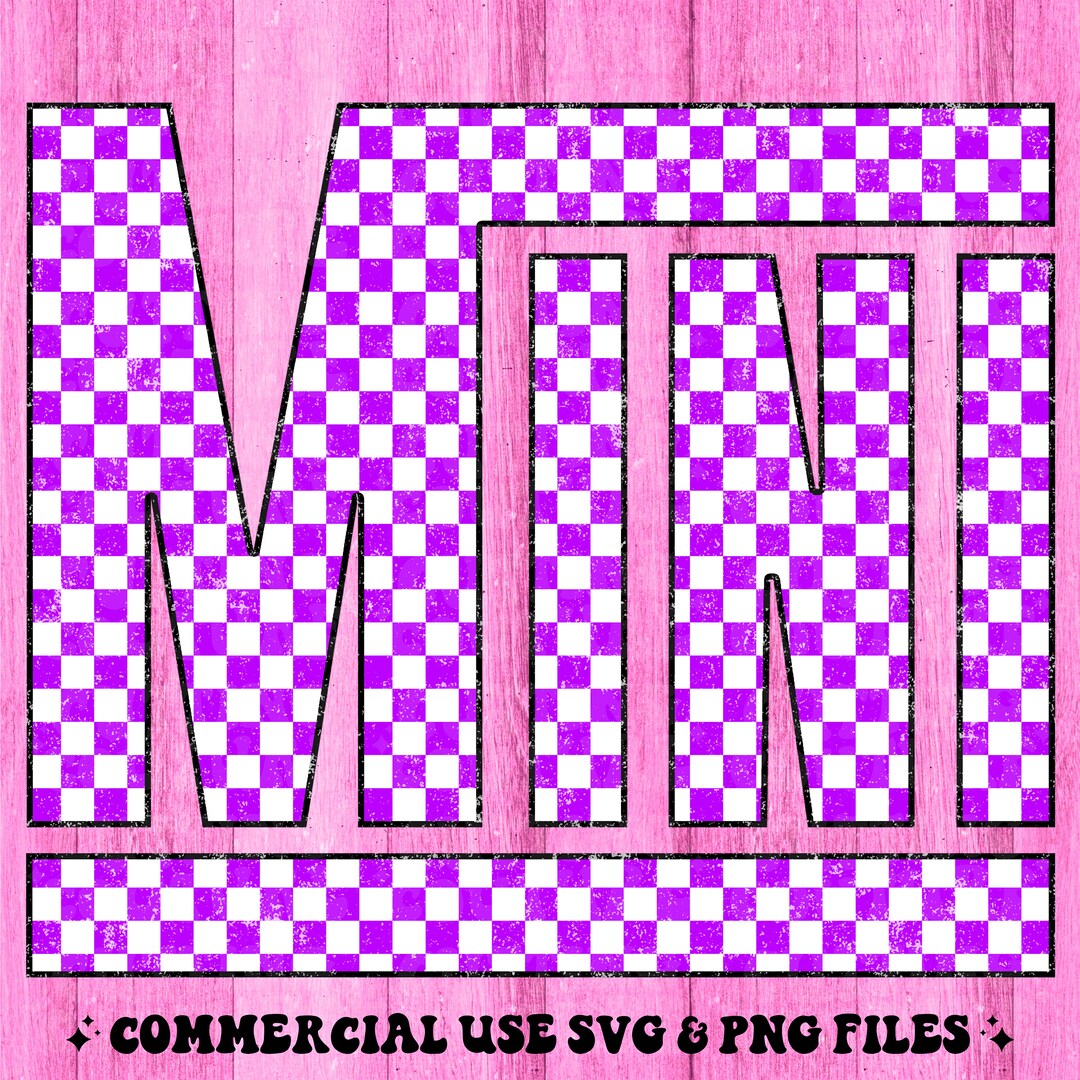 Retro Checkered Mini Png, Mini Svg, Distressed Mini Png, Retro Kid's ...