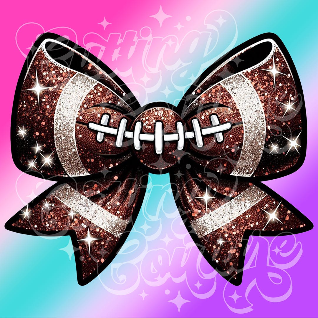 Sparkly Football Bow Png, Sparkly Football Png, Football Sublimation ...