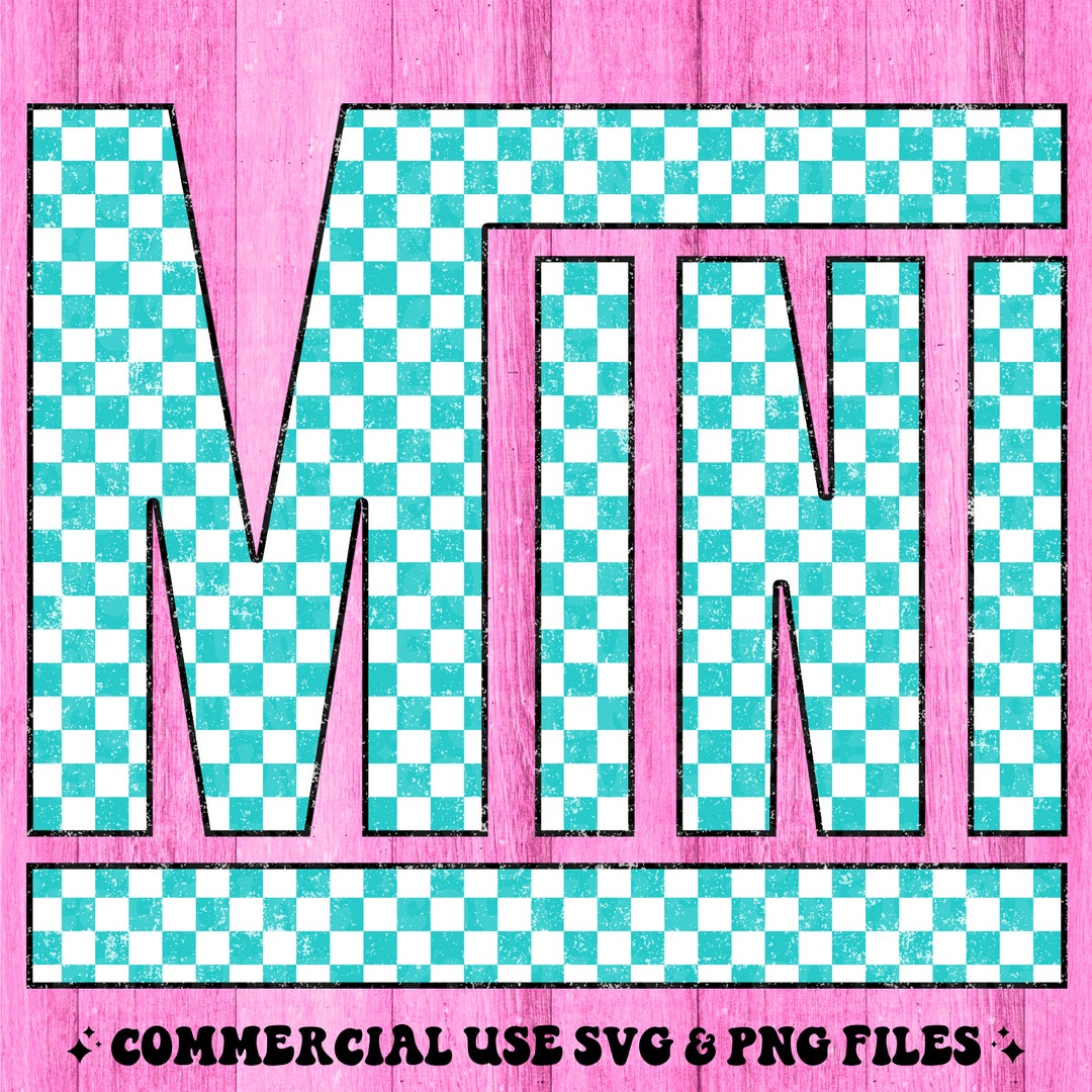 Retro Checkered Mini Png, Mini Svg, Distressed Mini Png, Retro Kid's ...