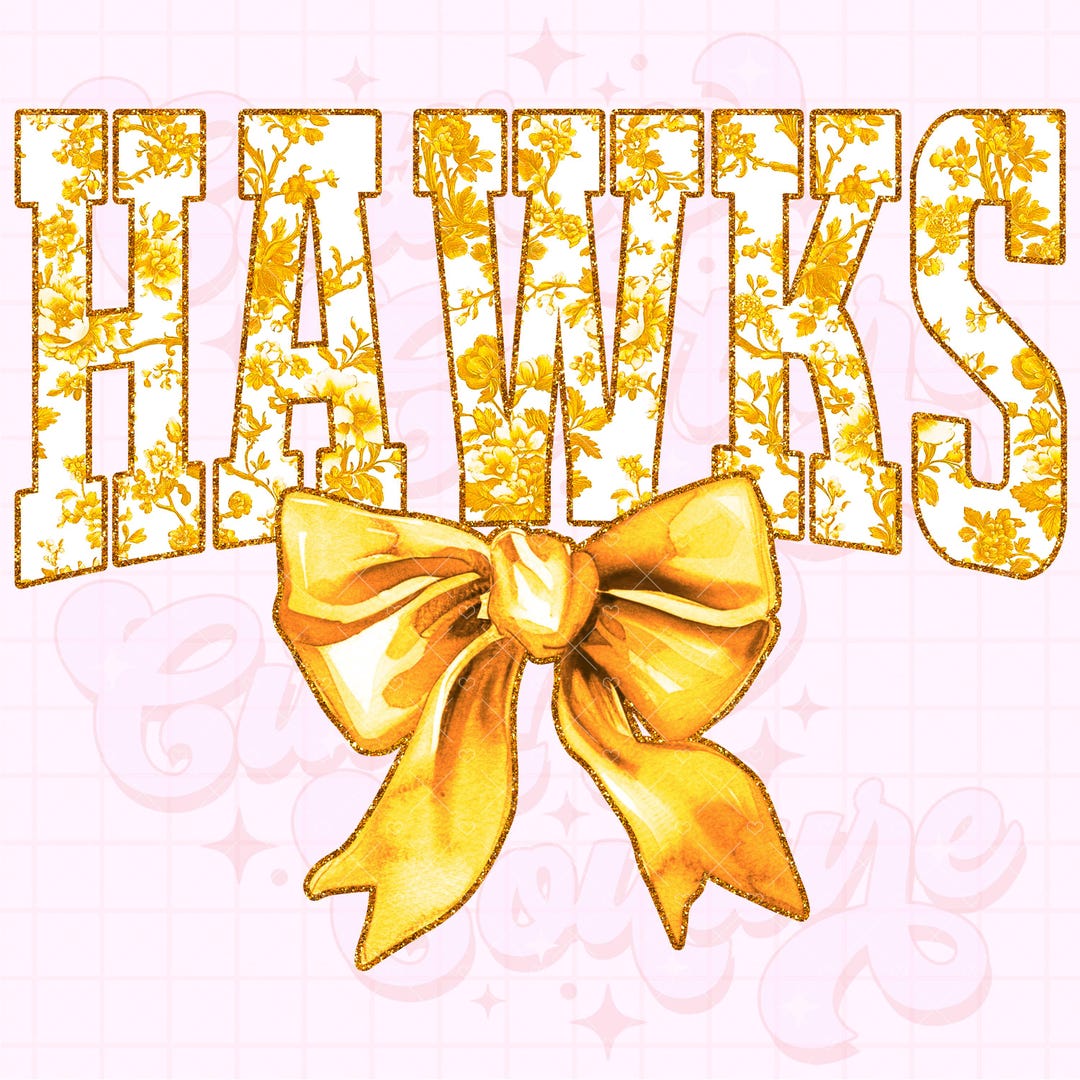 Hawks Png, Yellow Gold Toile Png, Hawks Sublimation Design, Game Day ...