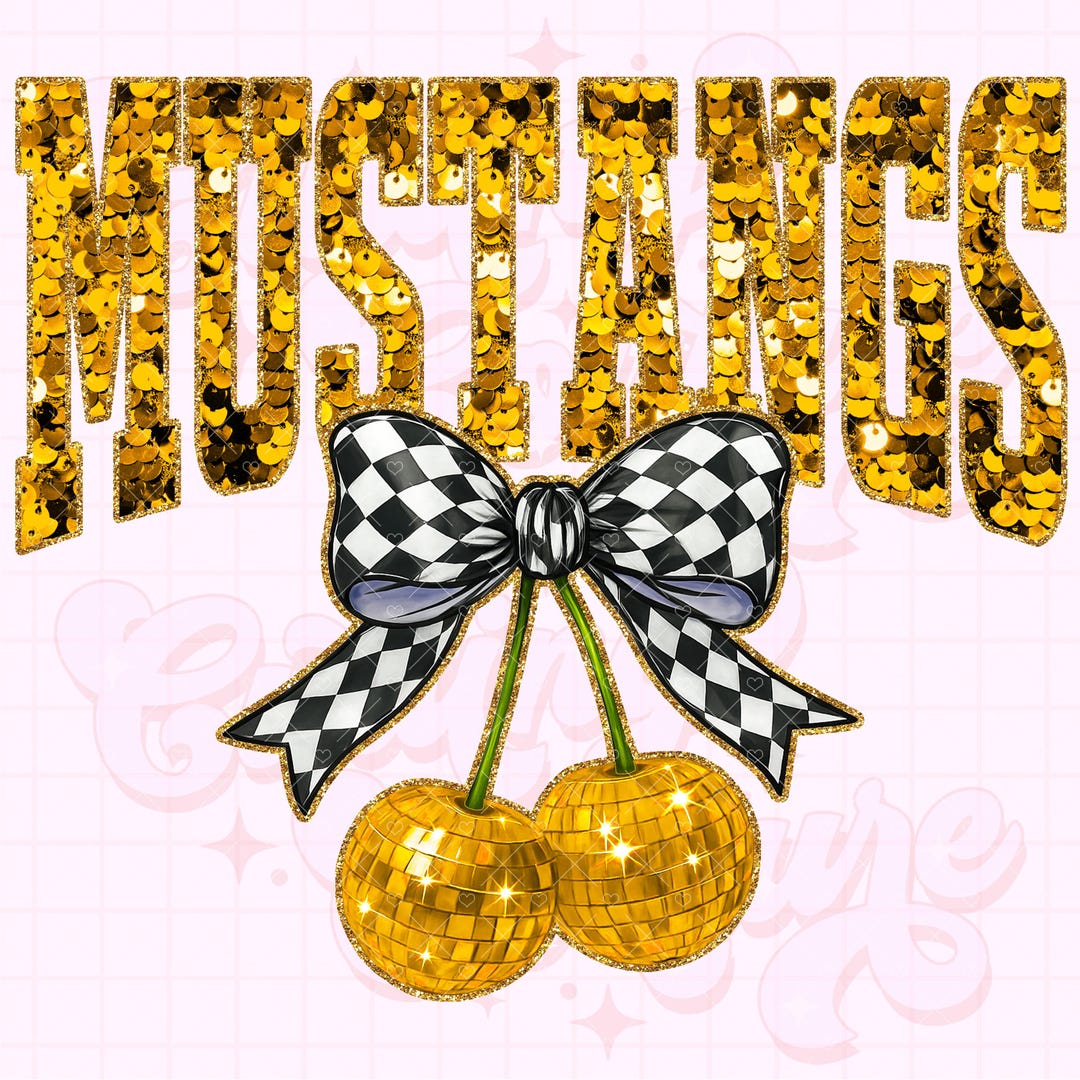 Mustangs Png, Cherry Sequin Png, Coquette Mustangs Sublimation, Mustangs Shirt Png, Preppy ...