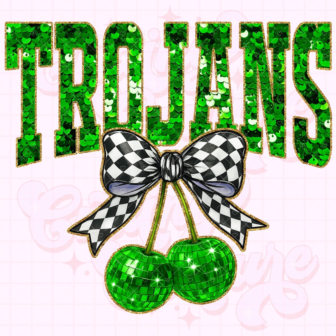 Trojans Png, Cherry Sequin Png, Coquette Trojans Sublimation Design ...