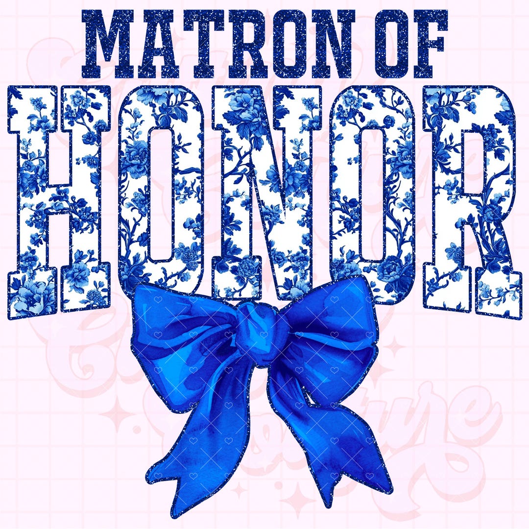 Matron of Honor Png, Blue Toile, Floral Png, Chinoiserie Png, Matron of ...