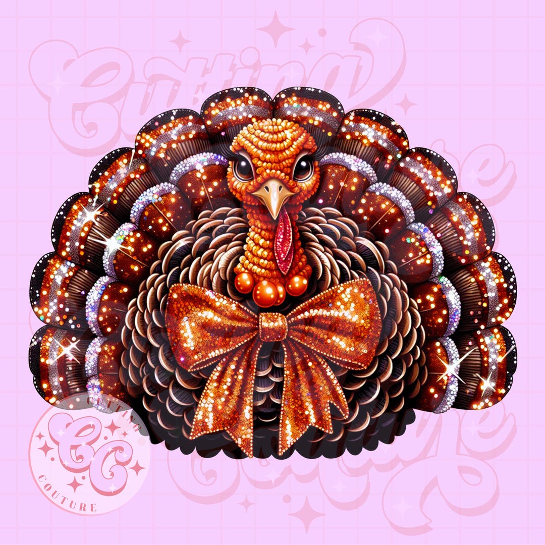 Sequin Turkey Png, Coquette Thanksgiving Png, Turkey Png, Coquette Bow ...
