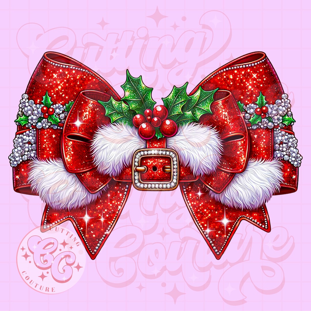 Christmas Coquette Bow Png, Coquette Christmas Png, Santa Bow Png ...