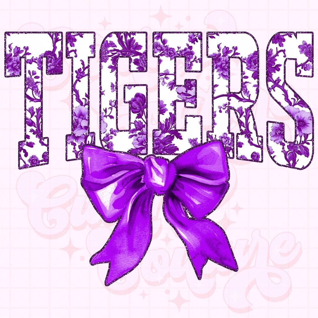 Tigers Png, Purple Toile Png, Tigers Sublimation Design, Game Day Png ...