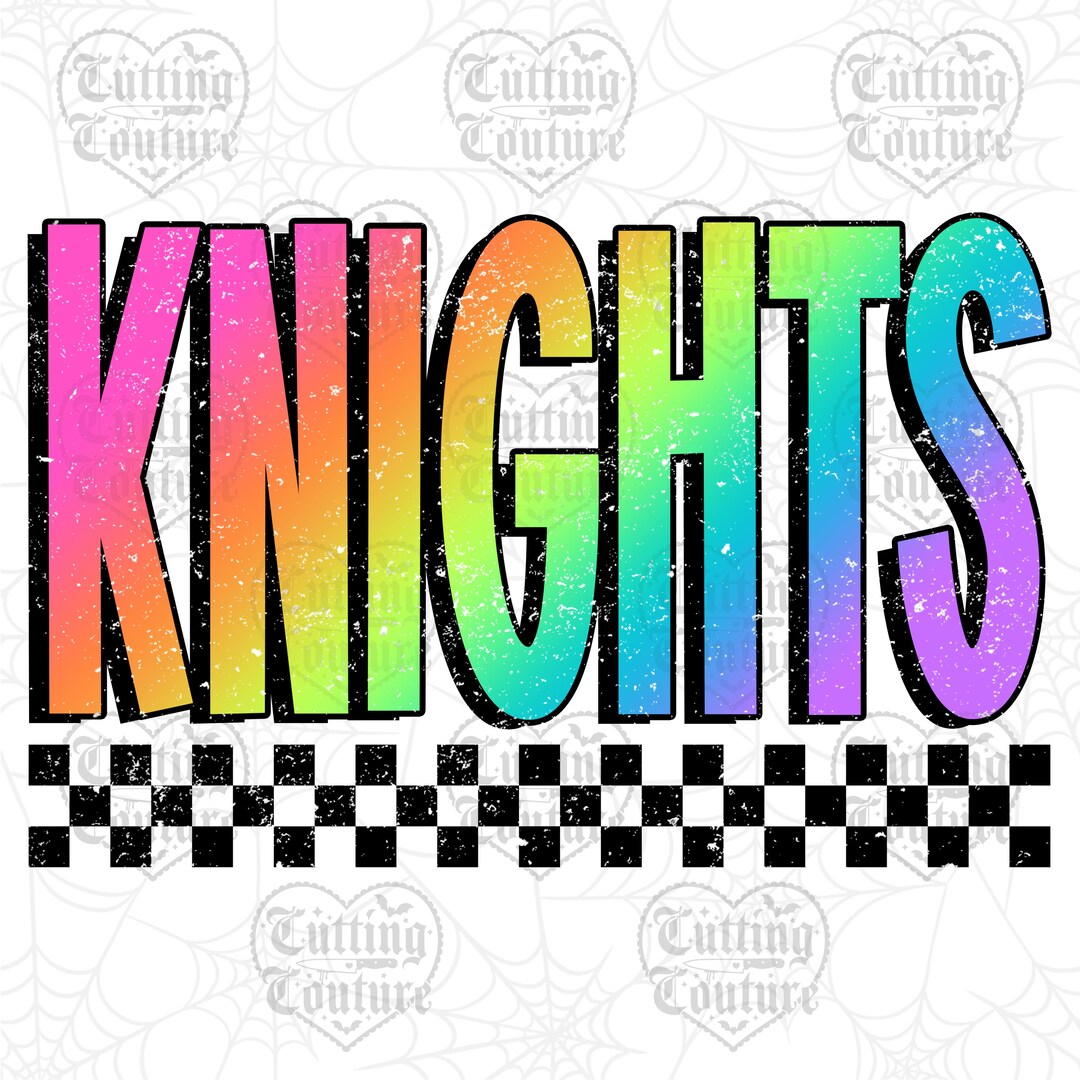 Neon Checkered Knights Png, Retro Knights Sublimation Design, Game Day ...