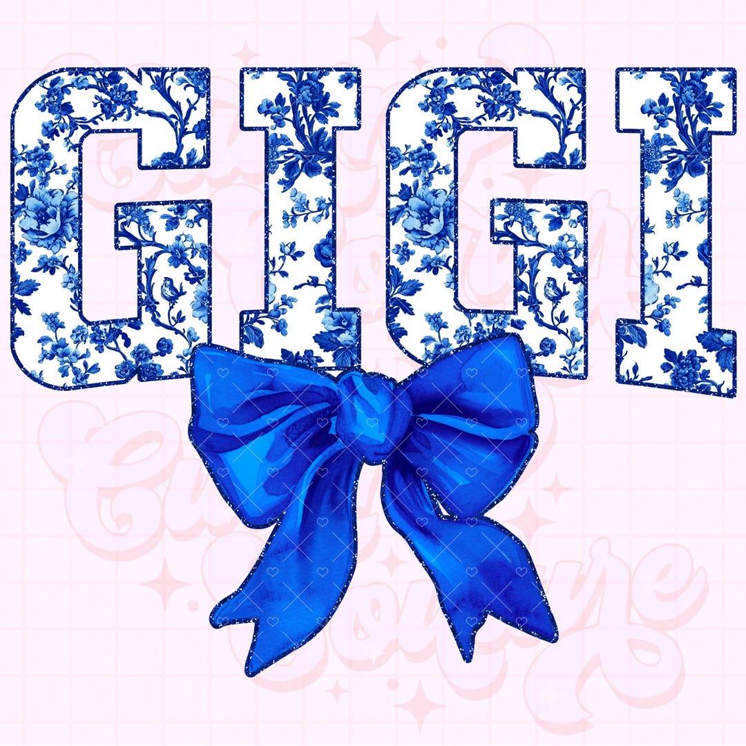Gigi Png, Blue Toile Gigi Png, Floral Gigi Png, Chinoiserie Png, DTG ...